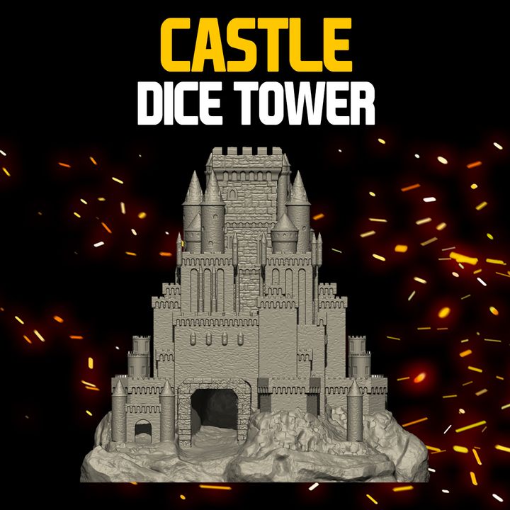 3D Printable CASTLE DICE TOWER V2 by DRAGONSCAVE
